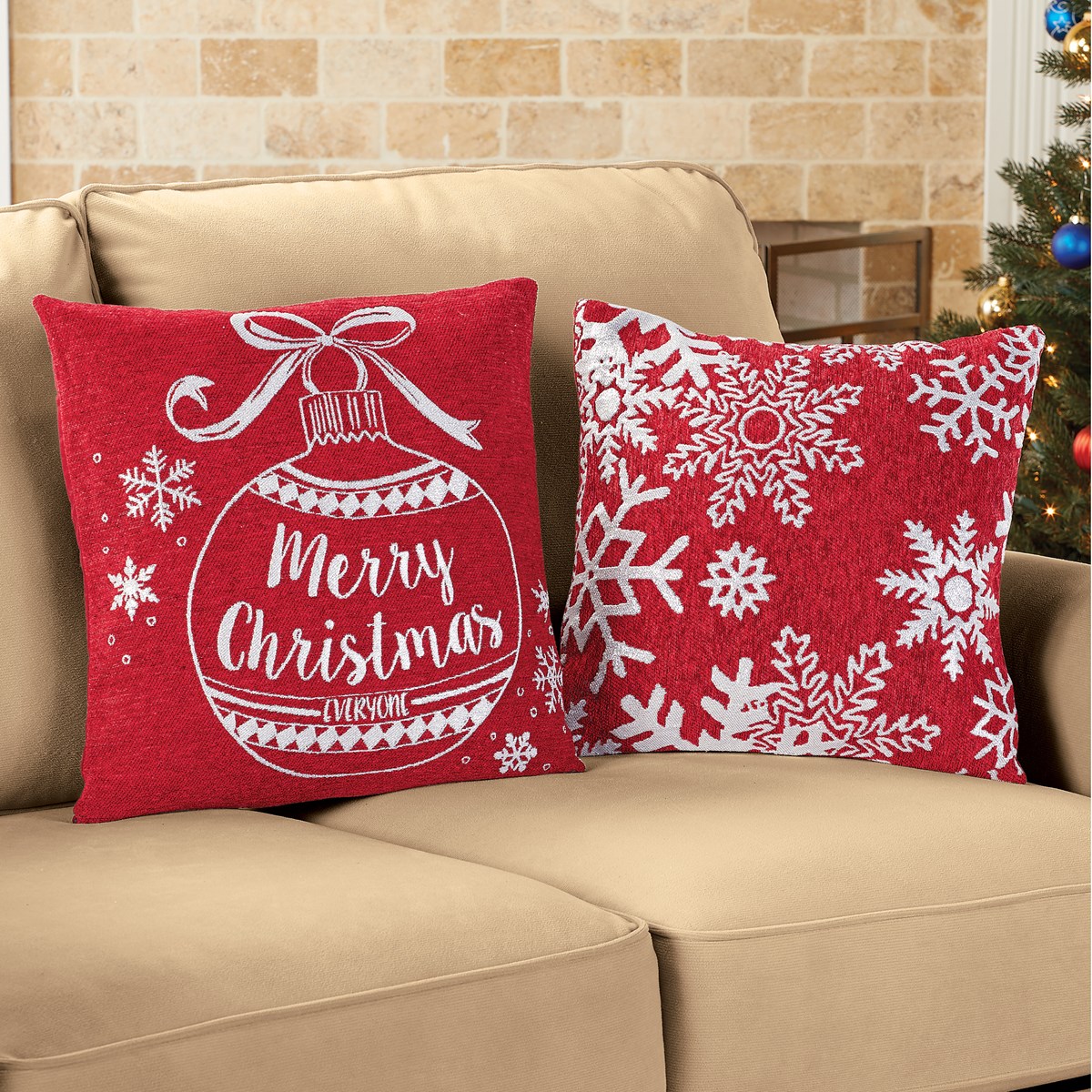 Festive Chenille Christmas Pillow Covers - Set of 2 | Collections Etc.
