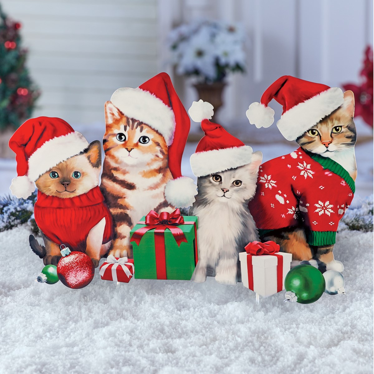 Festive Holiday Animals with Presents Yard Stakes | Collections Etc.