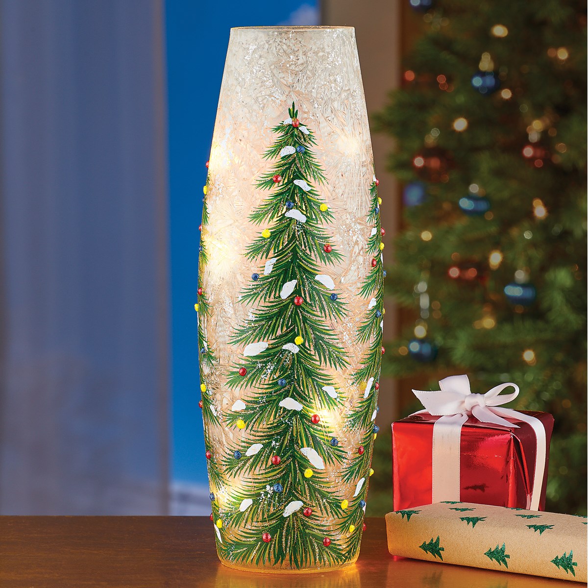 Holiday Trees Frosted Glass Hurricane Lamp Collections Etc