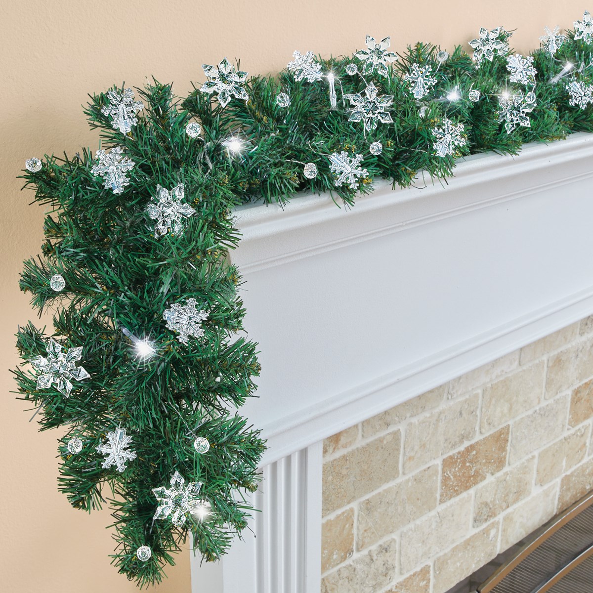 Snowflake with Crystals Sparkling LED String Lights | Collections Etc.