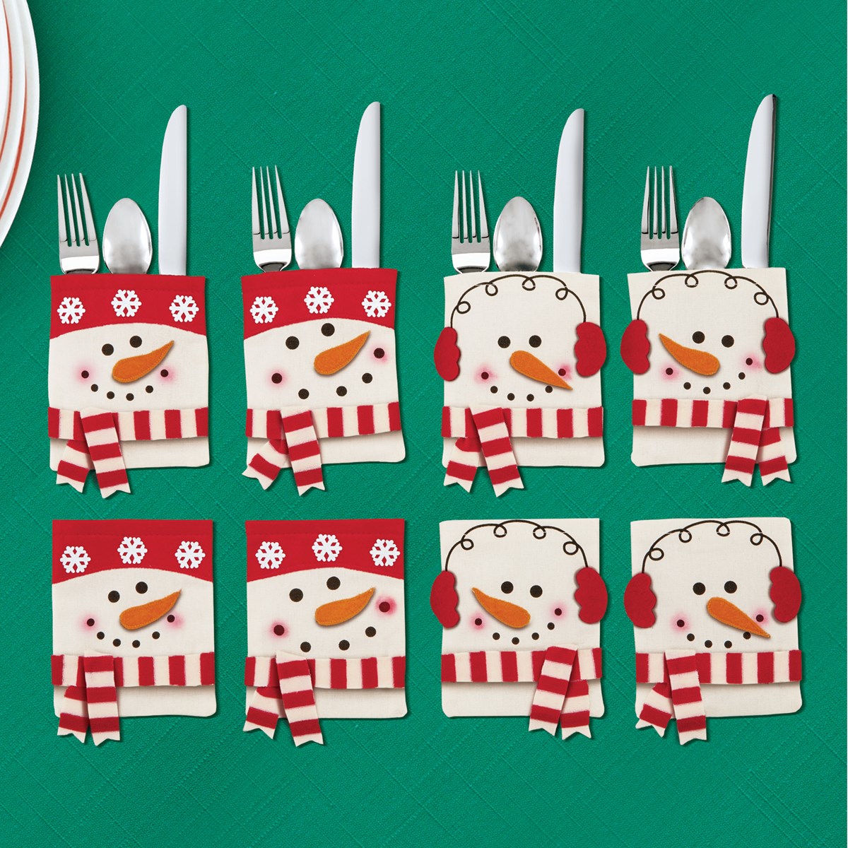 Seasonal Snowman Silverware Holders - Set of 8 | Collections Etc.