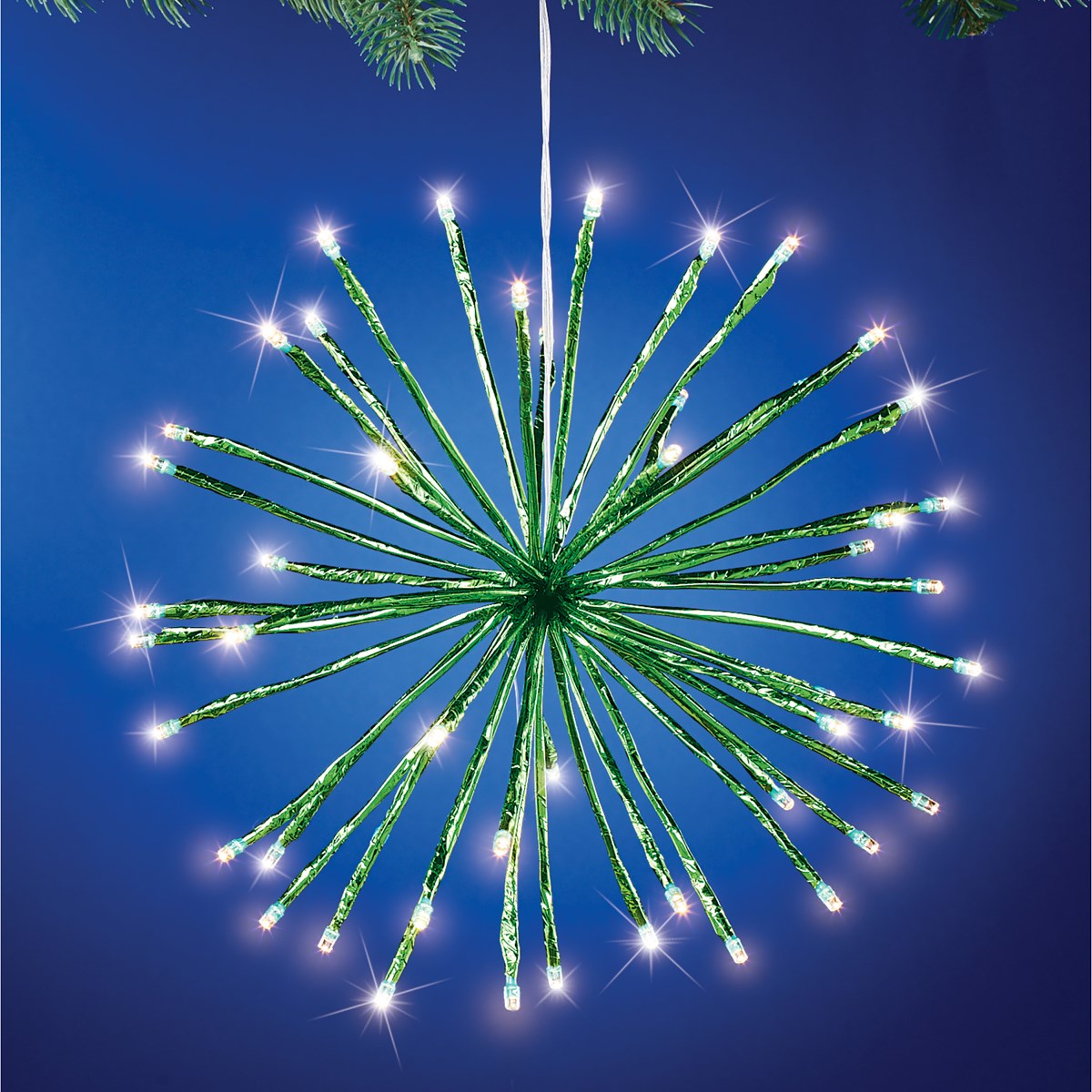 Lighted Holiday Hanging Starbursts with Remote | Collections Etc.