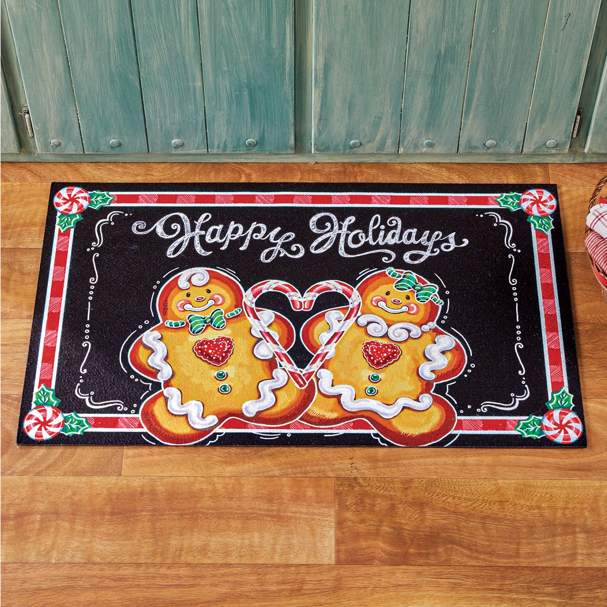 Happy Holidays Gingerbread Mat with Rubber Back | Collections Etc.