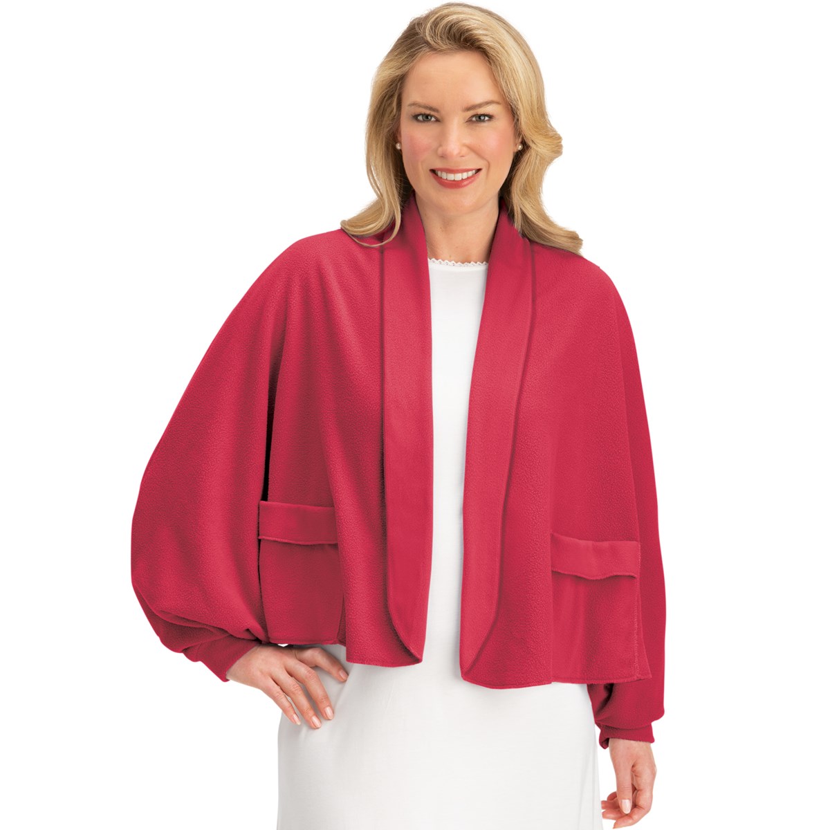Plush Open-Front Fleece Wrap with Front Pockets | Collections Etc.