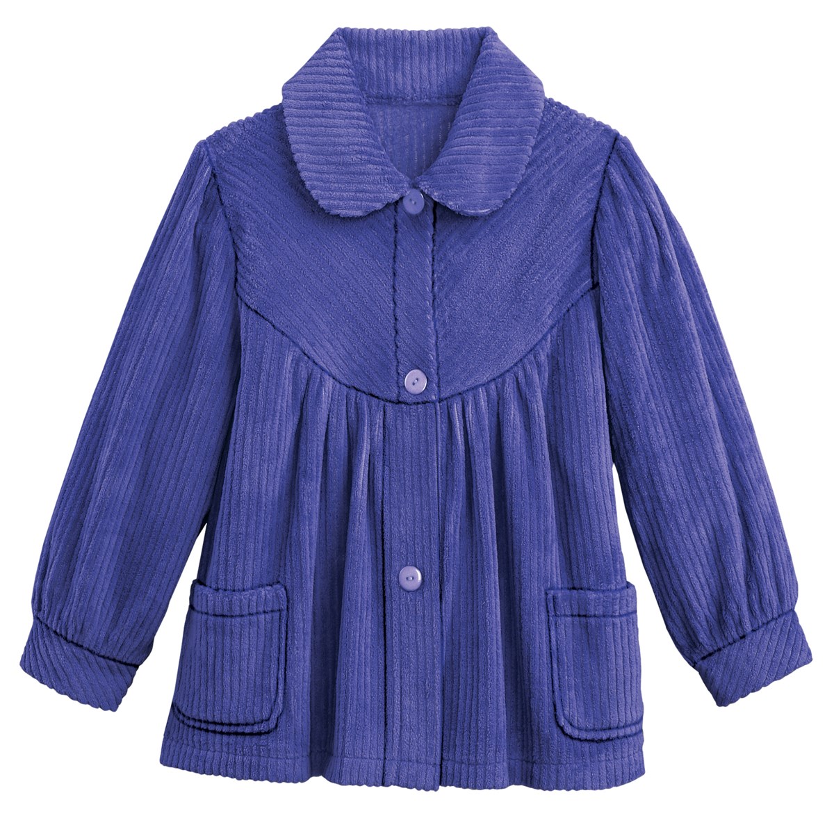Textured Cozy Button-Front Collared Bed Jacket | Collections Etc.