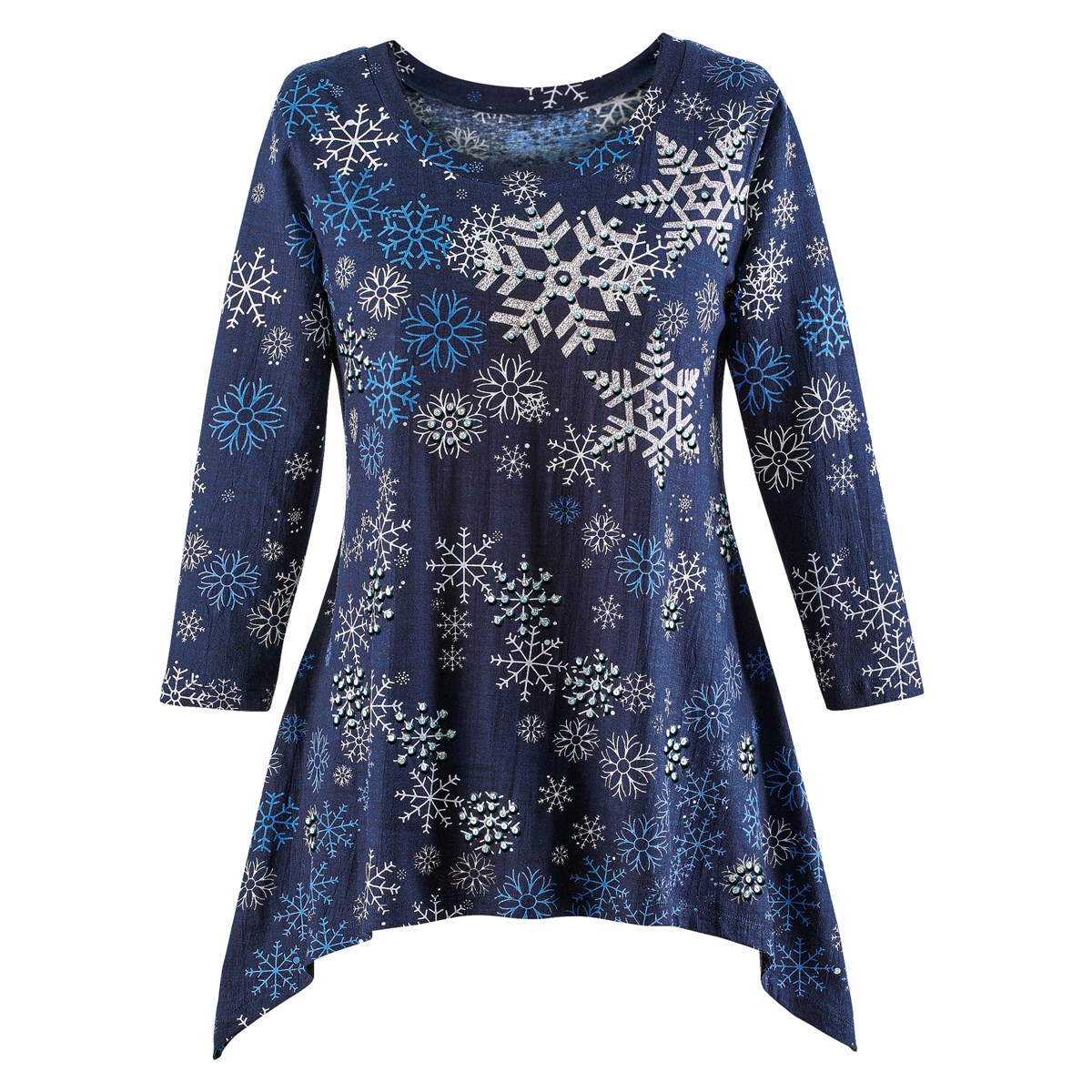 Falling Snowflakes Sequin Tunic Top | Collections Etc.