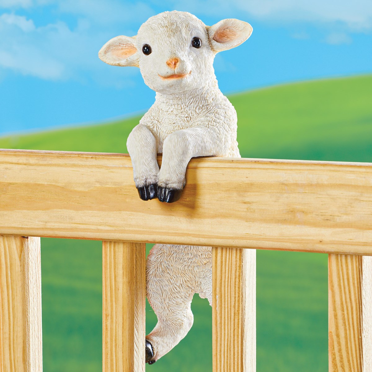 Sweet Little Lamb Fence Hanger Decorative Outdoor Figurine ...