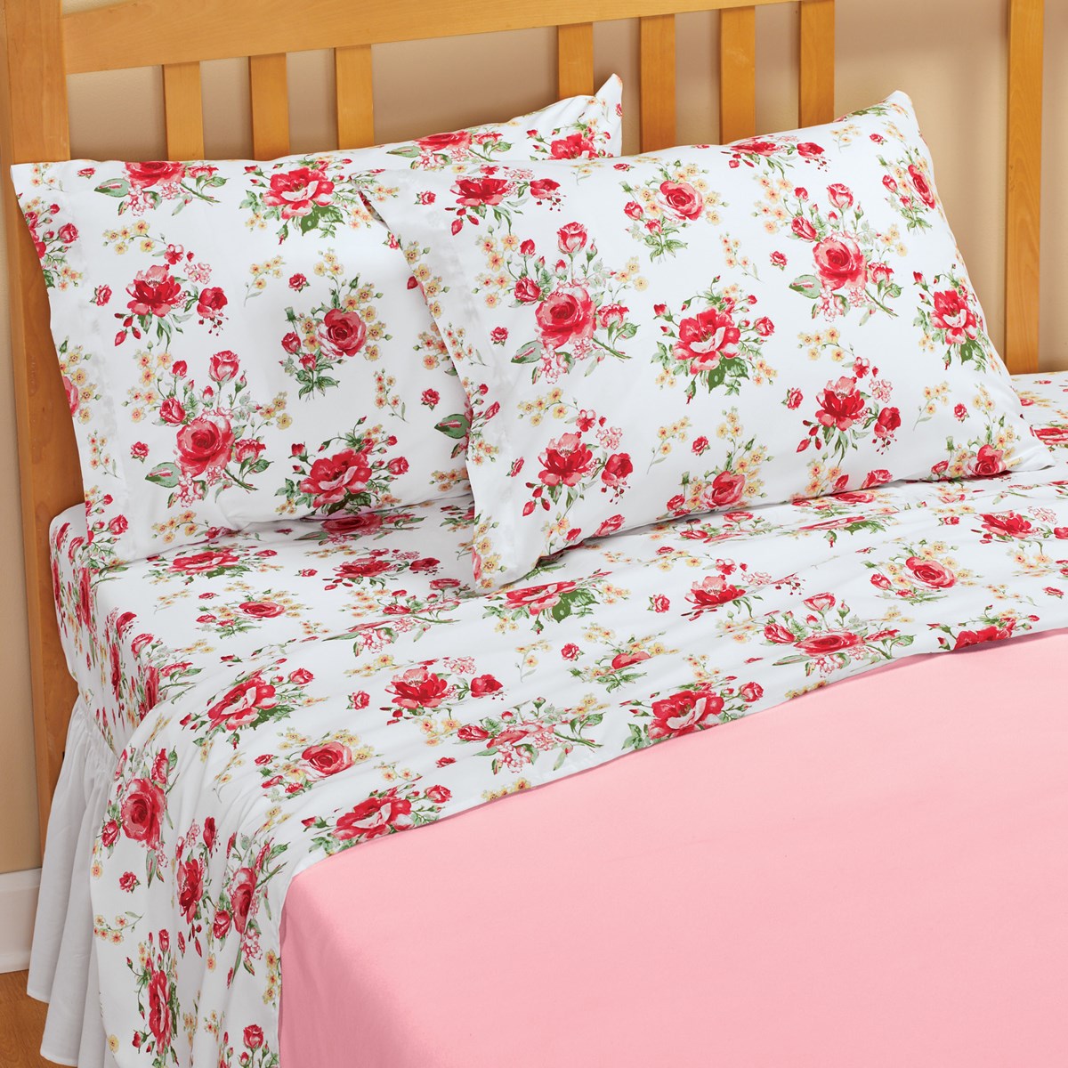 American Beauty Rose Floral Sheet Set | Collections Etc.