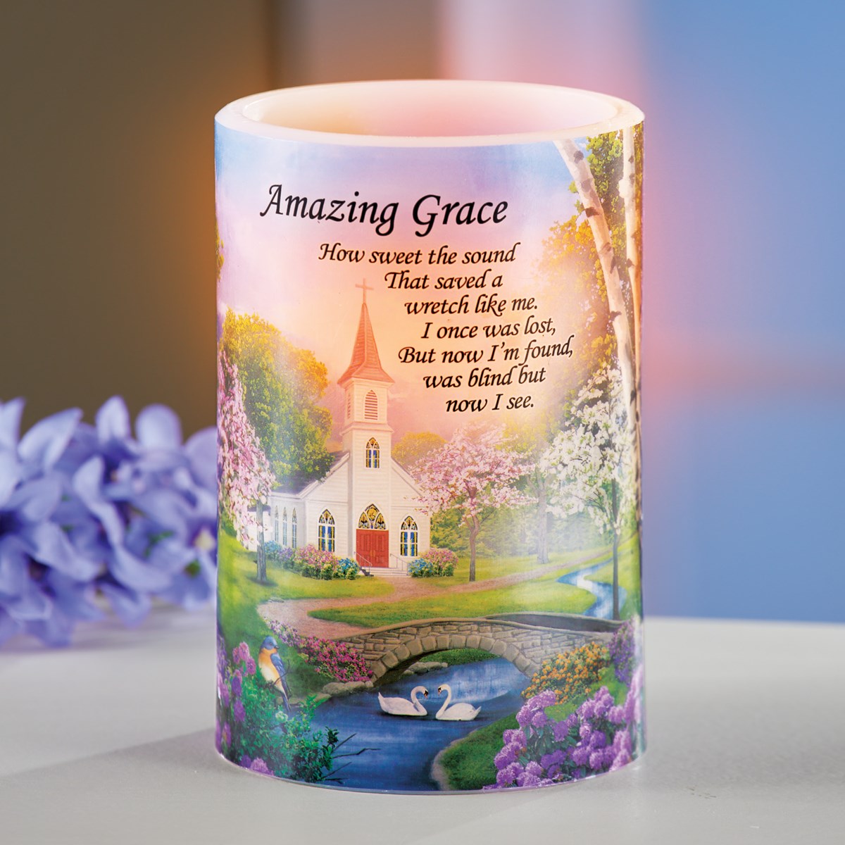 Amazing Grace LED Flameless Candle 6"H | Collections Etc.