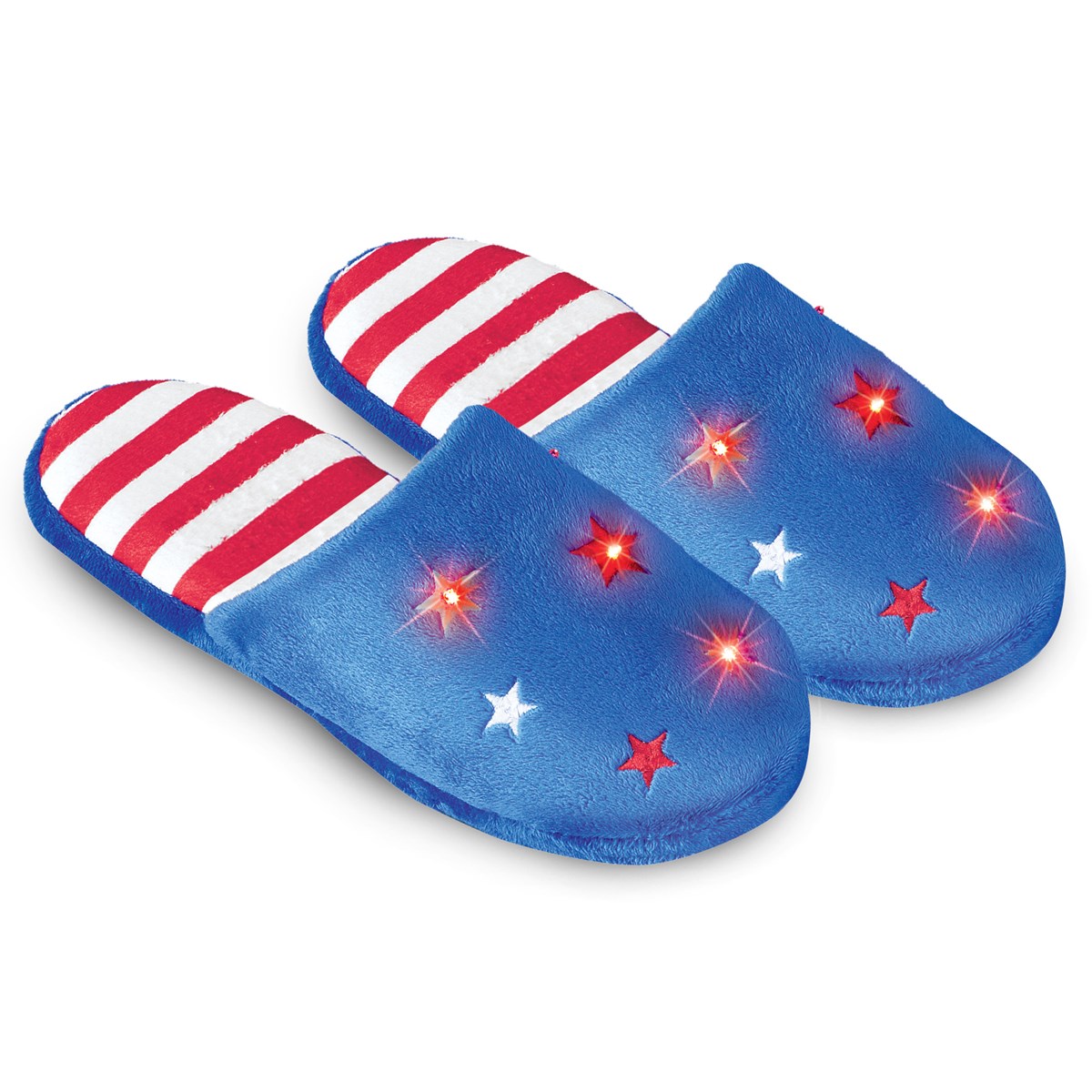 Lighted Patriotic Star Festive Blue Slippers | Collections Etc.
