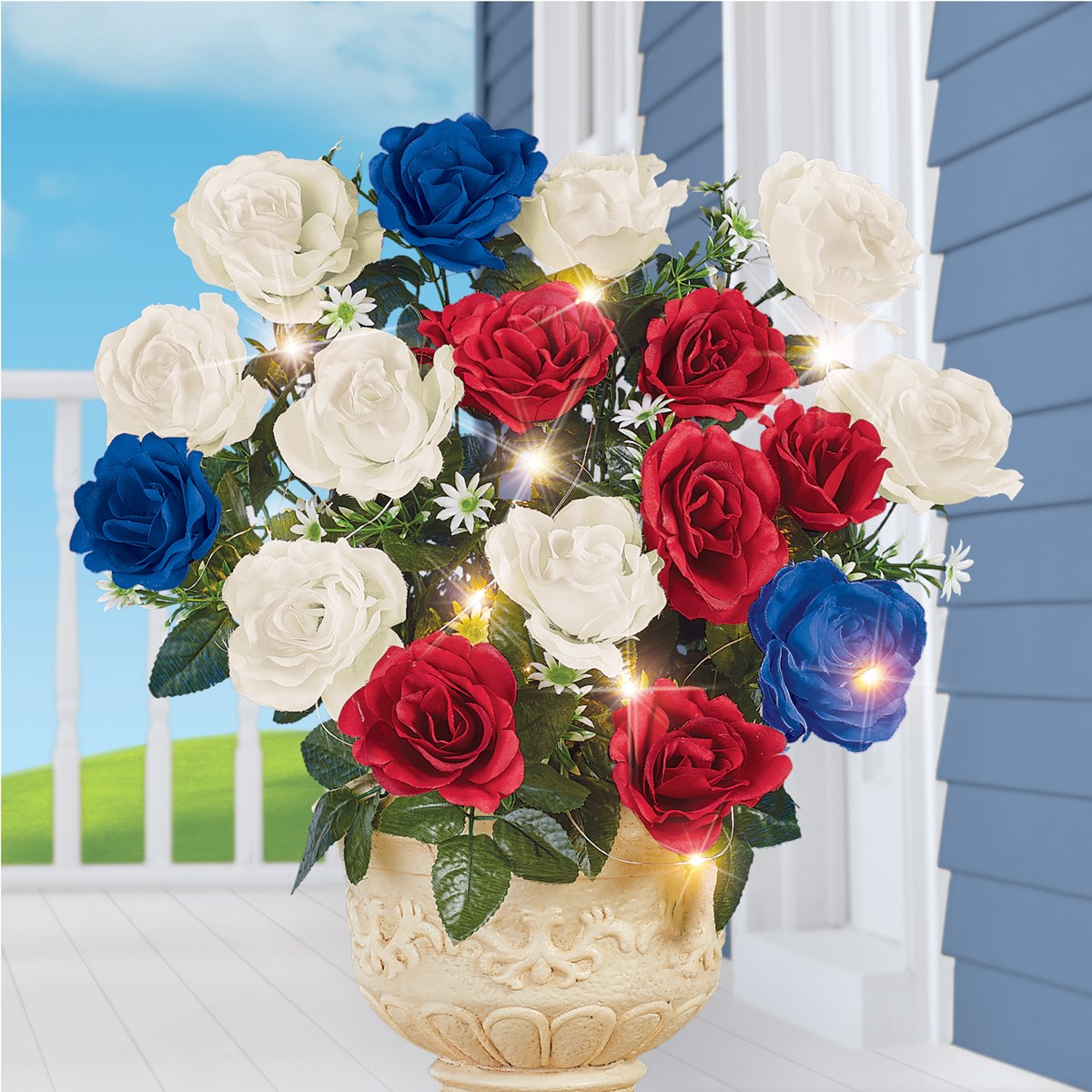 Solar Powered Artificial Rose Bushes - Set of 3 | Collections Etc.