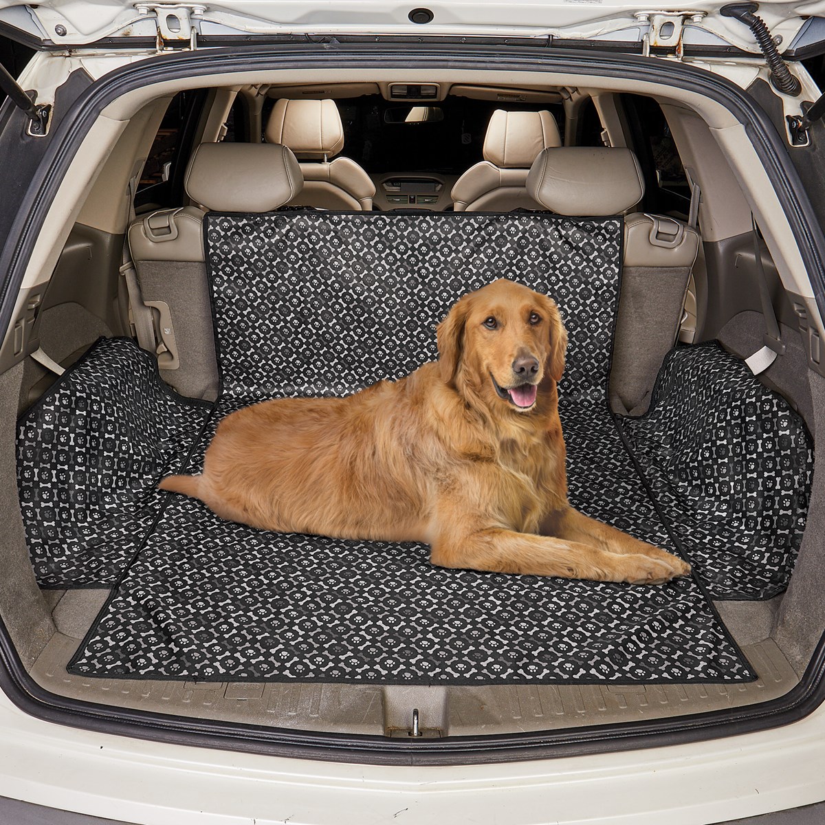 Paw Print & Bone Pattern Pet Trunk Cargo Liner Cover | Collections Etc.