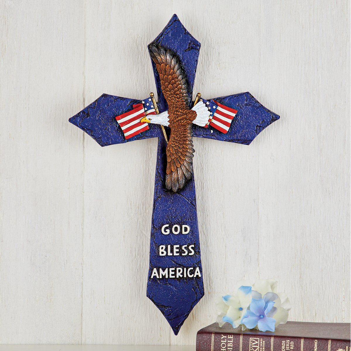 God Bless America Patriotic Eagle Cross Wall Art | Collections Etc.