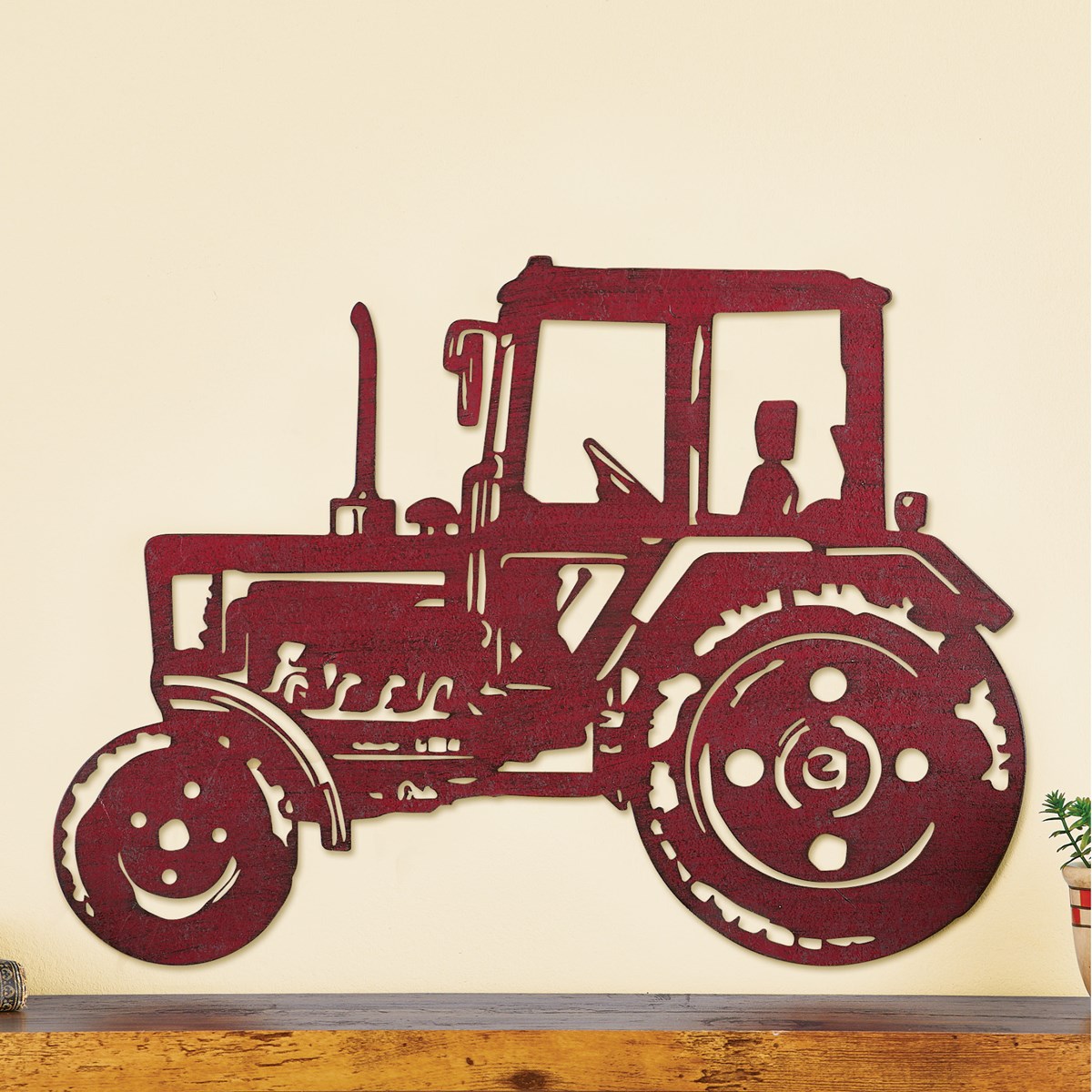 Classic Vintage Red Tractor Metal Wall Art | Collections Etc.