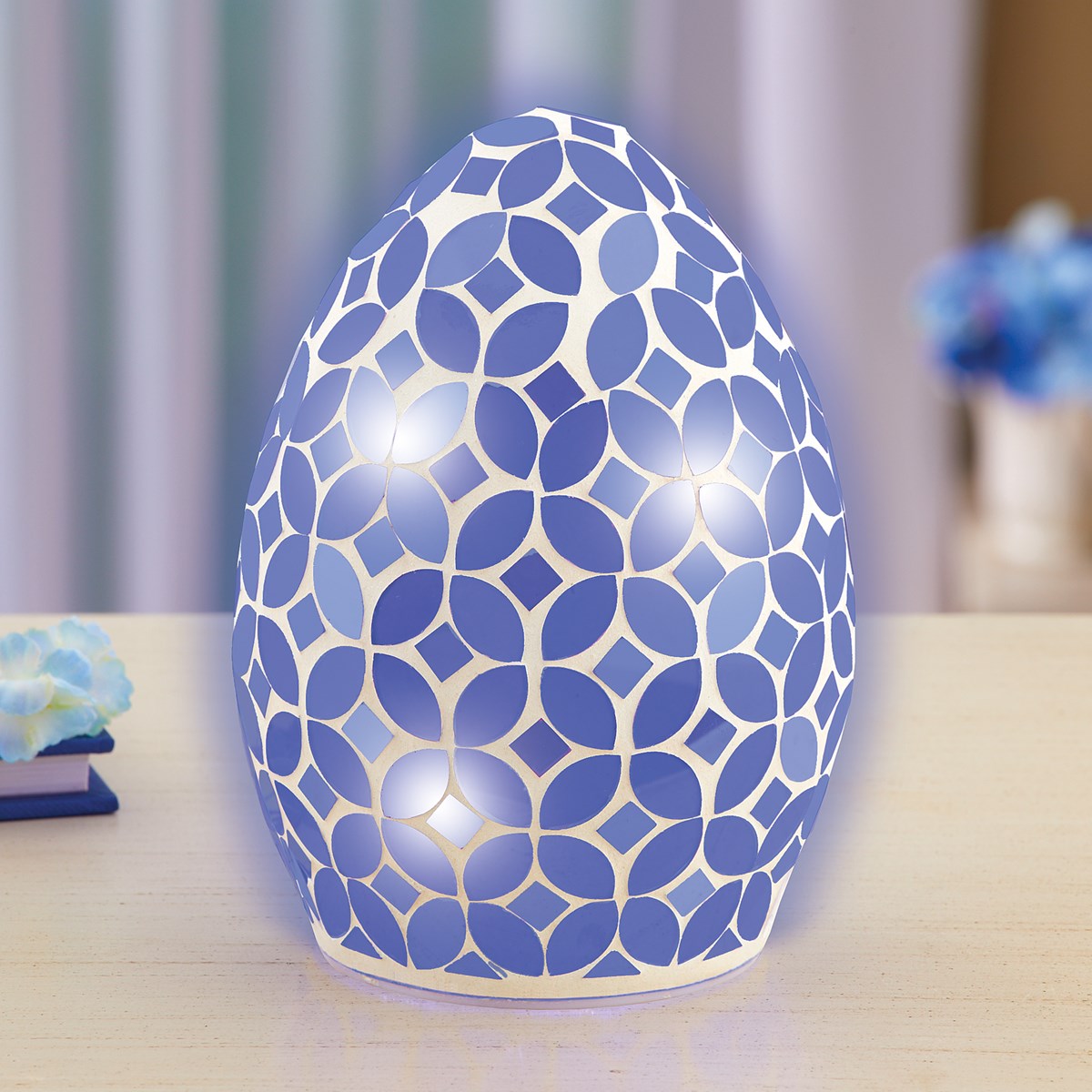 Mosaic Pastel LED Lighted Glass Tabletop Spring Décor Eggs ...