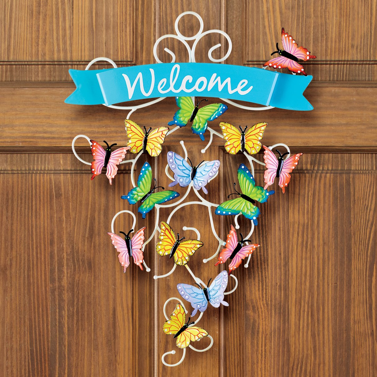 Colorful Butterflies Front Door Welcome Sign Decor | Collections Etc.