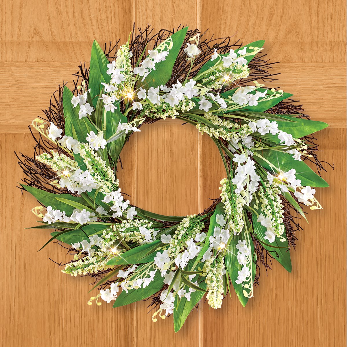 Lighted Bellflower and Berries Spring Wreath | Collections Etc.