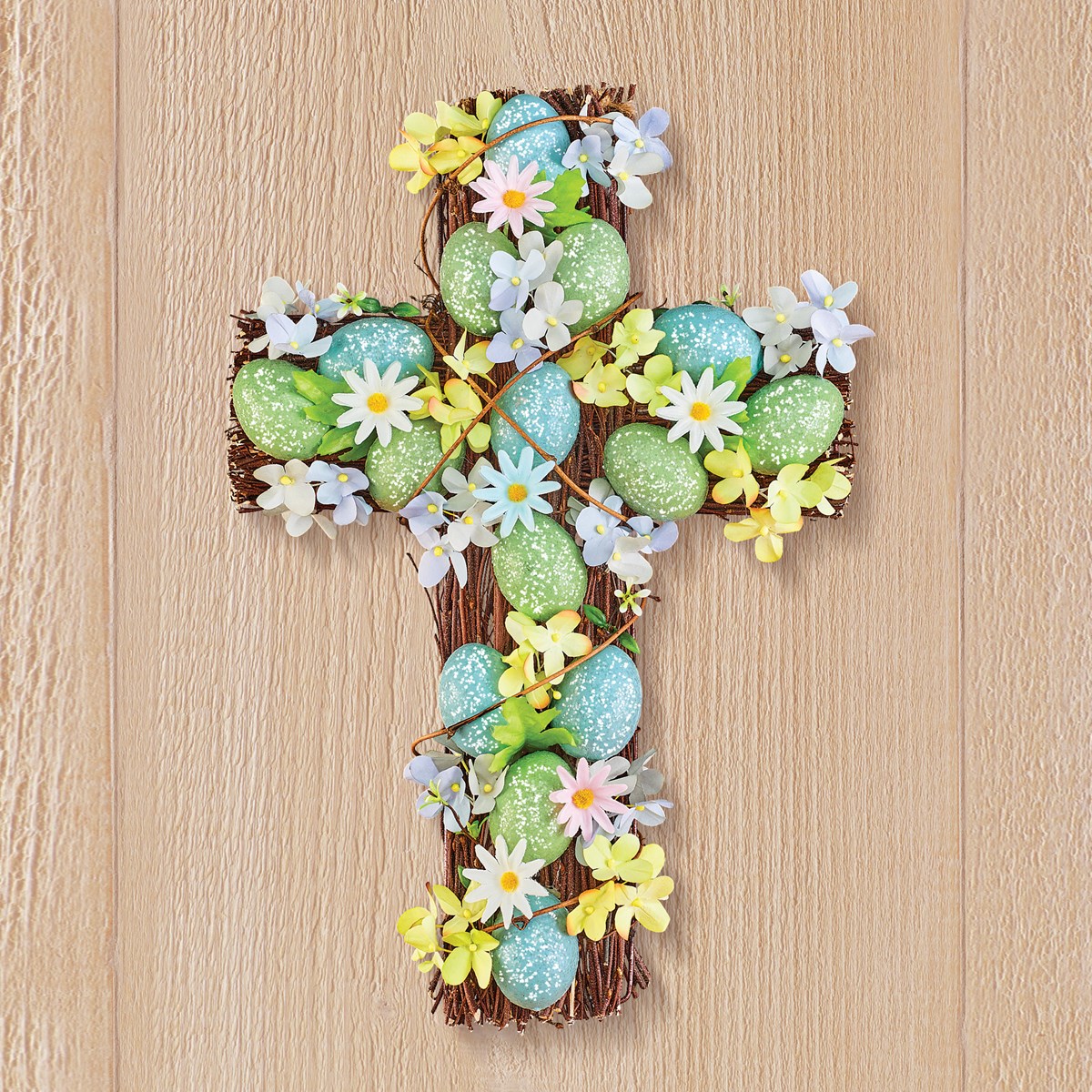 Green and Blue Glittery Pastel Easter Egg Cross | Collections Etc.