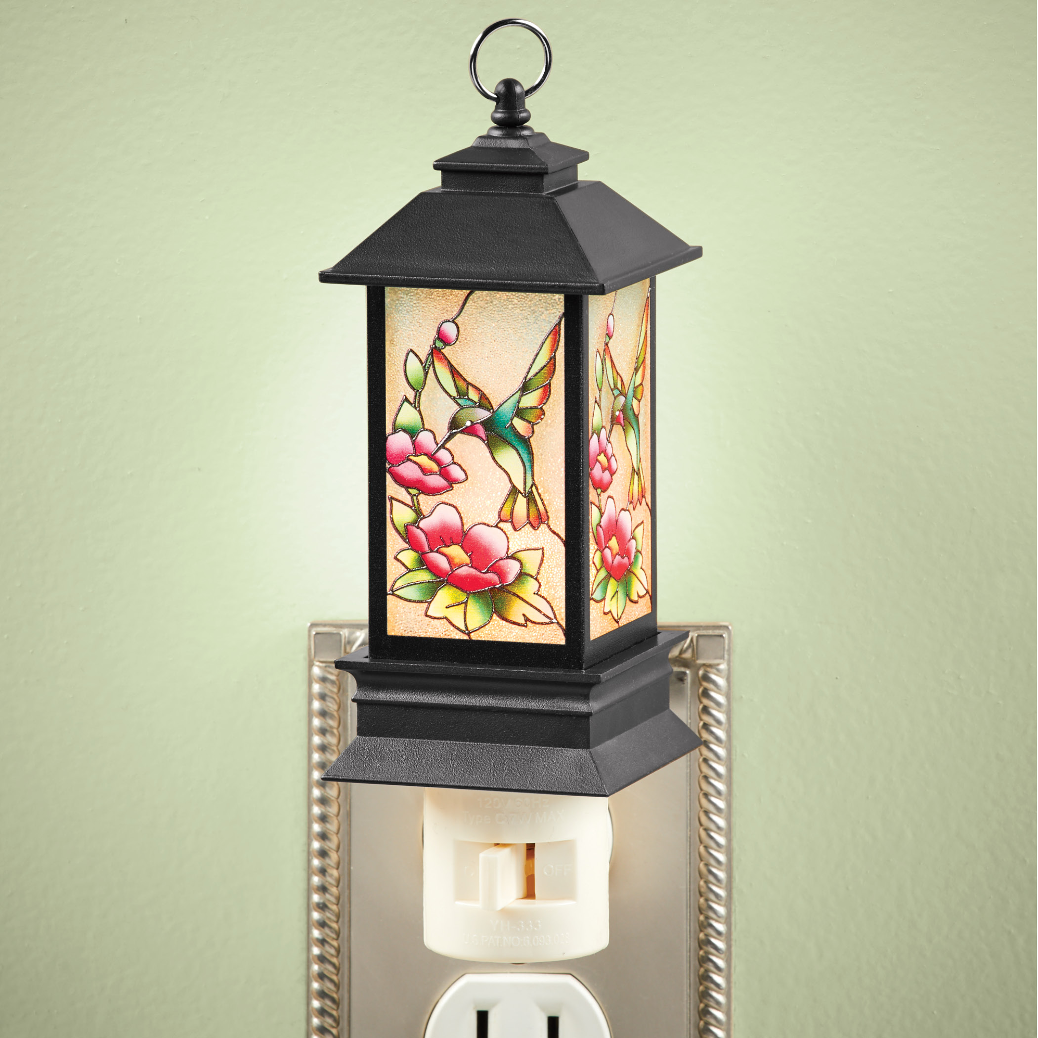 Stained Glass Hummingbird Night Light