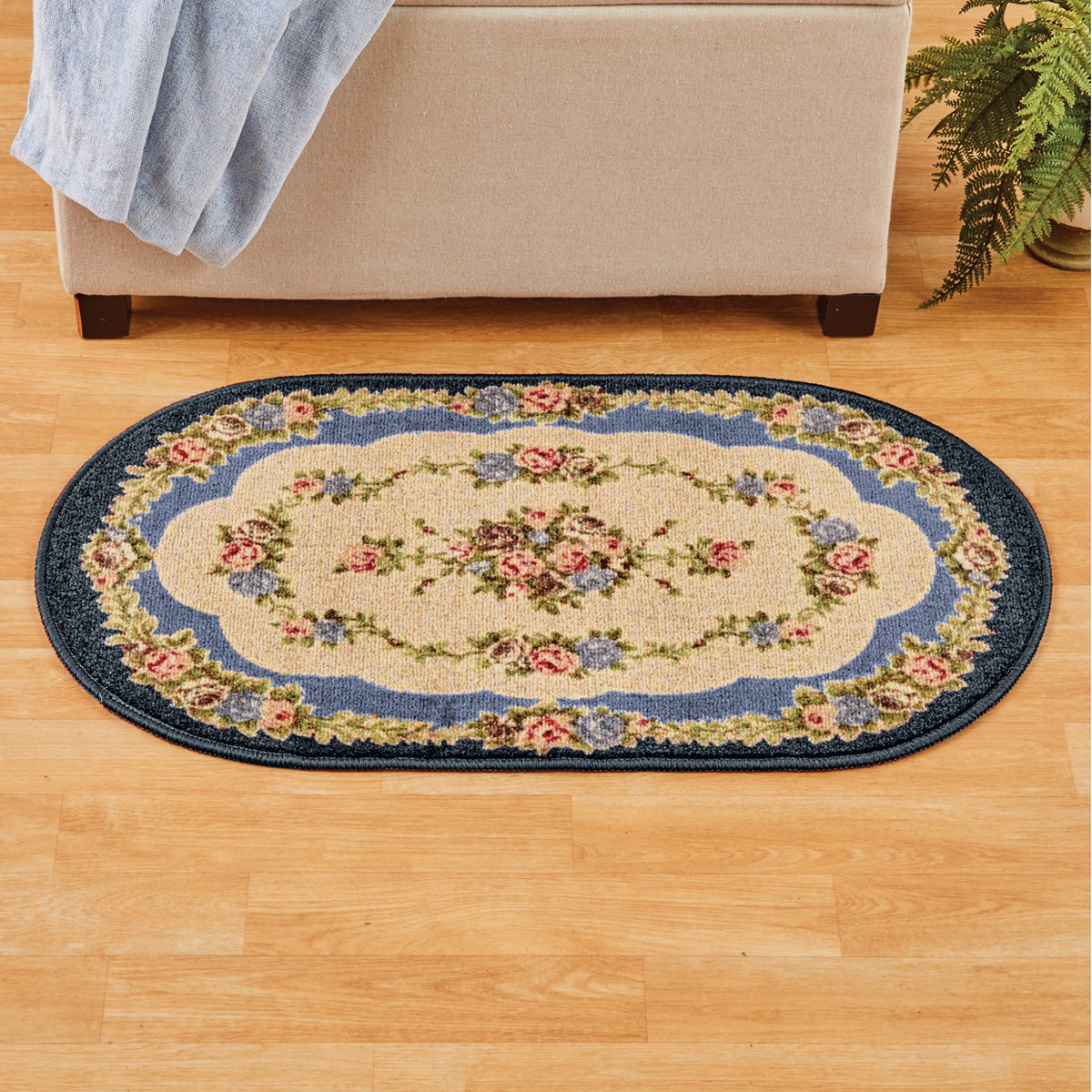 Rosewood Floral Oval-shaped Accent Rug | Collections Etc.