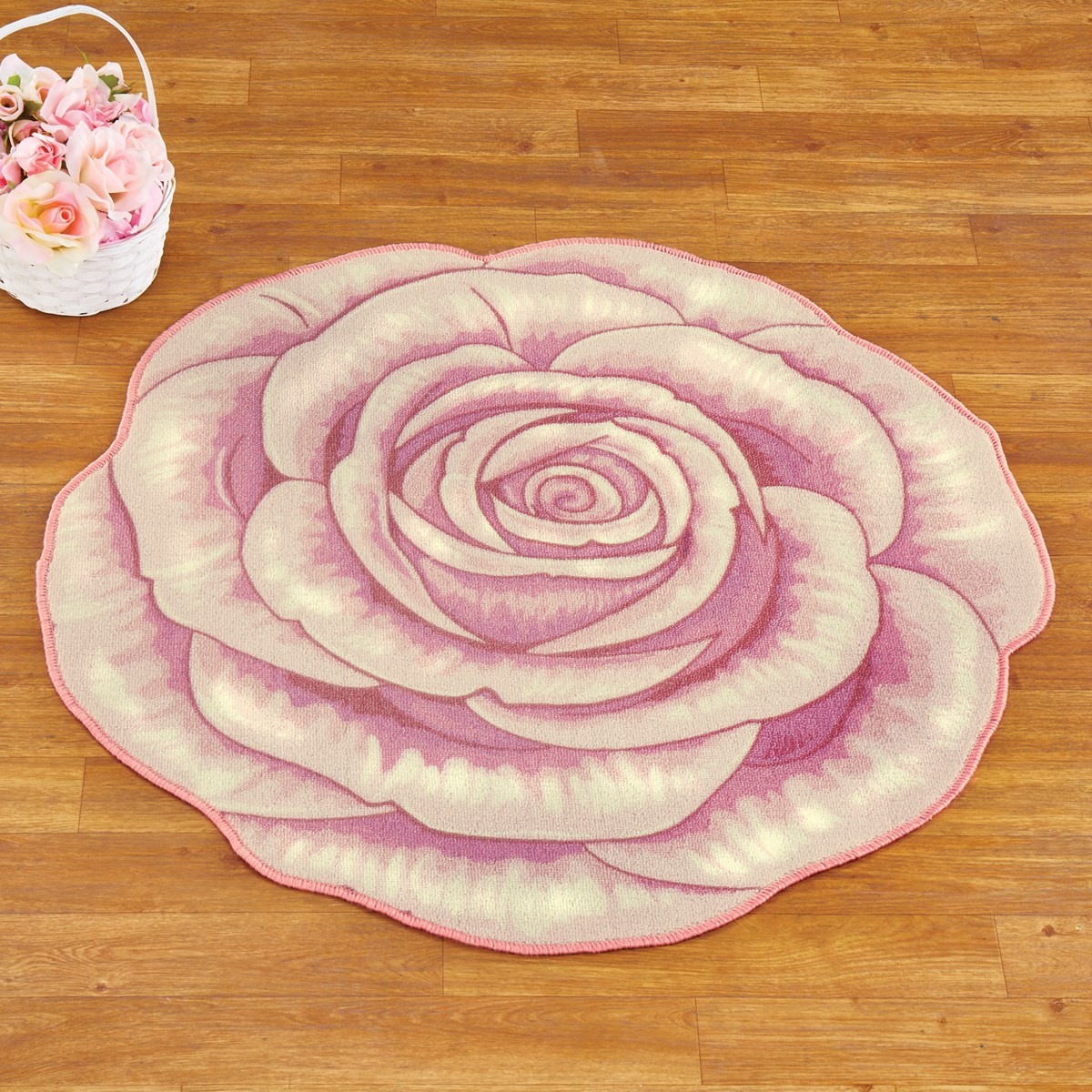 Realistic Blooming Rose Petals Accent Rug | Collections Etc.
