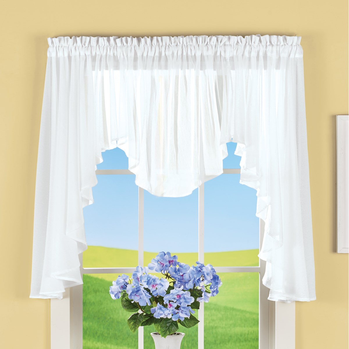 Soft Textured Sheer Fabric Ruffle Crowned Curtains | Collections Etc.
