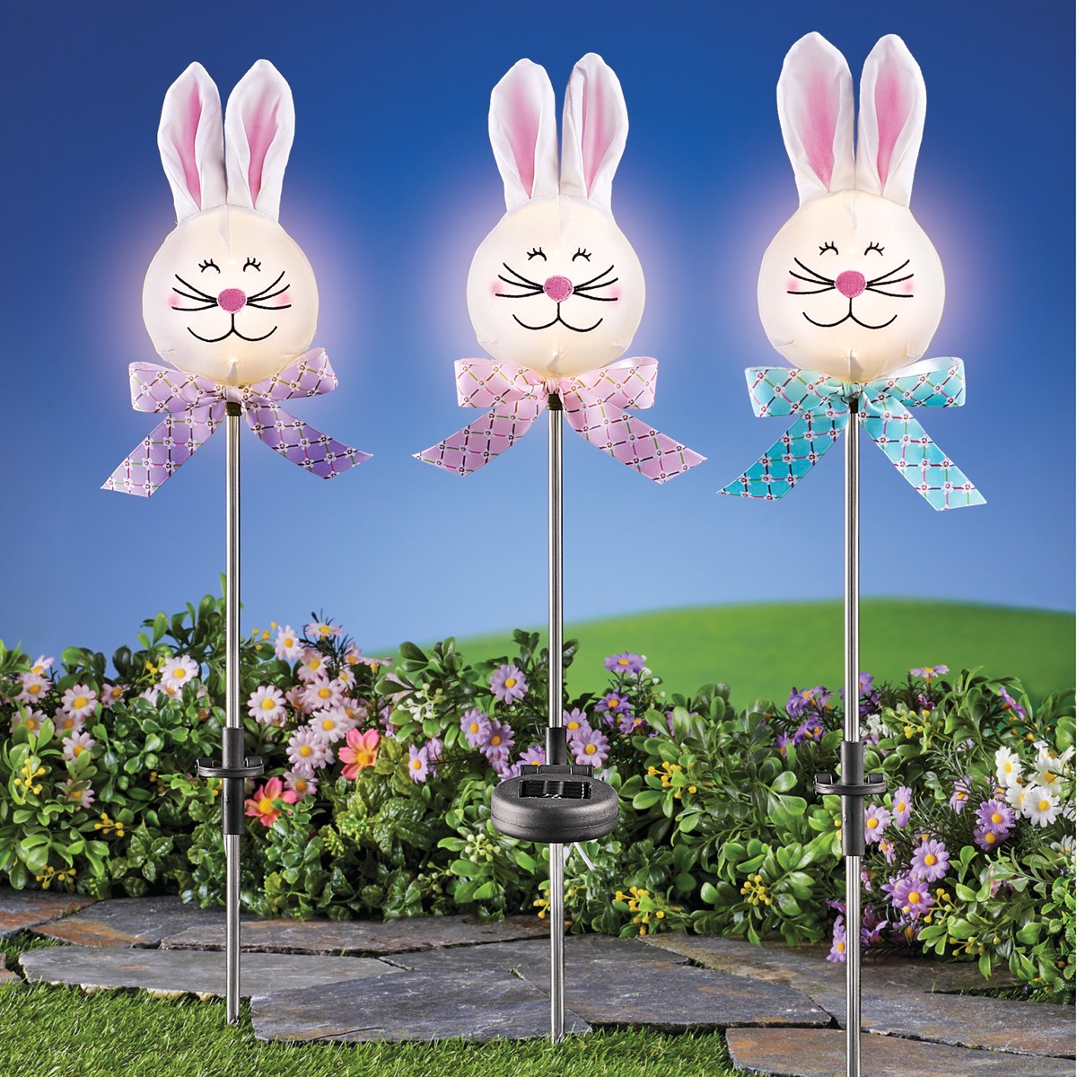 Solar Lighted Bunny Stake - Set of 3 | Collections Etc.