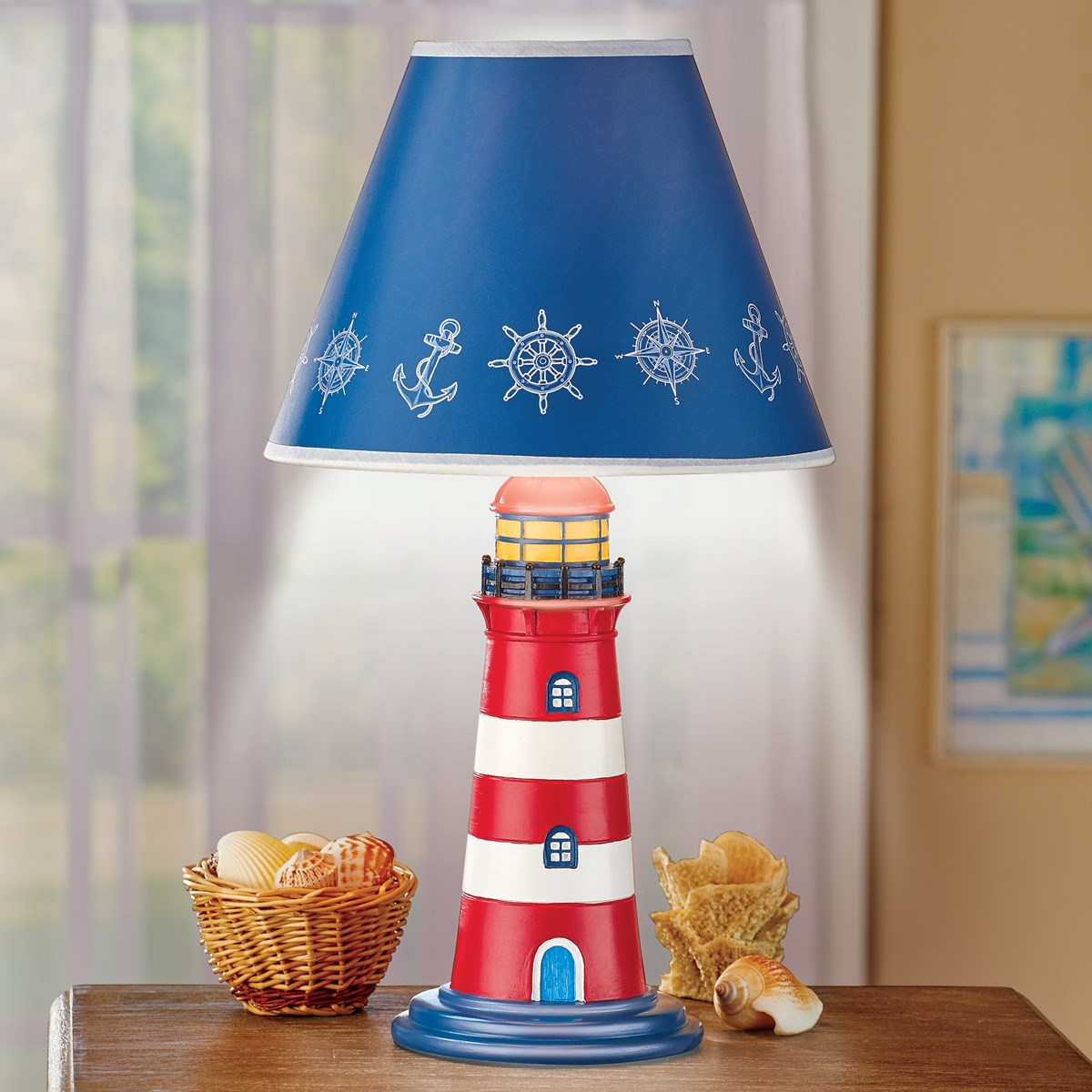 Seaside Style Classic Lighthouse Themed Tabletop Lamp | Collections Etc.