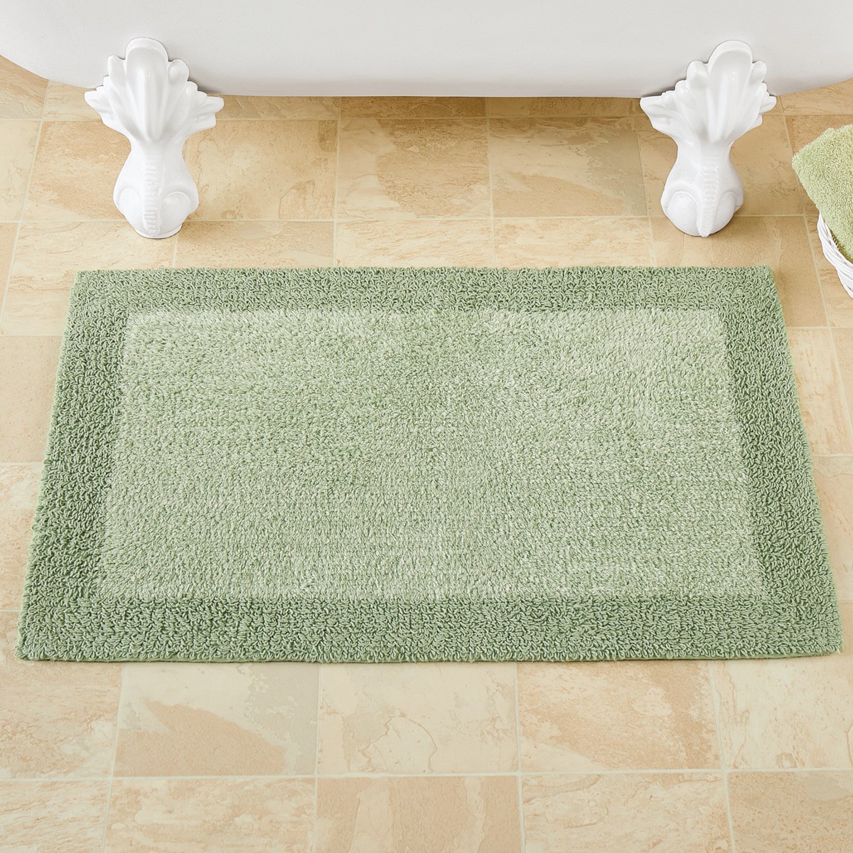 Soft & Absorbent Two Toned Cotton Bath Rug | Collections Etc.