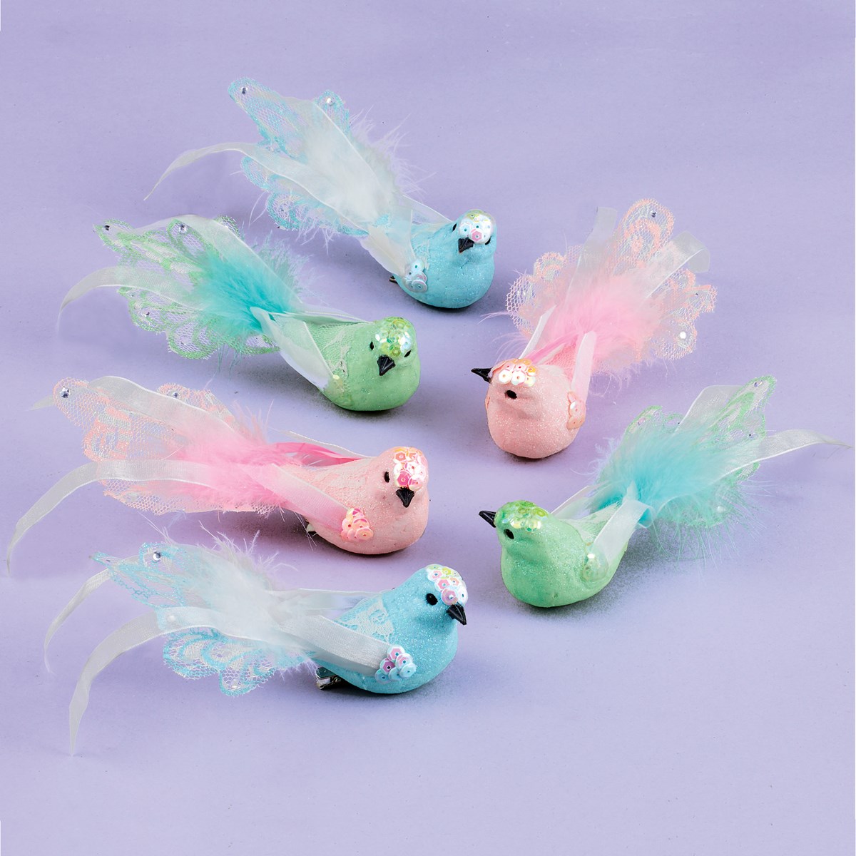 Set Of 6 Pastel Bird Clips | Collections Etc.
