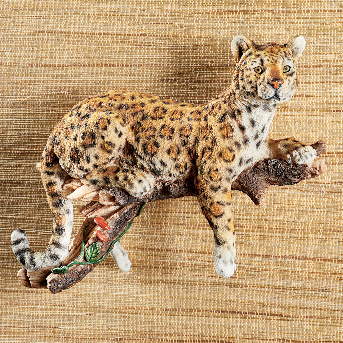Hand-Painted Realistic Watchful Leopard Hanging Wall Figurine ...