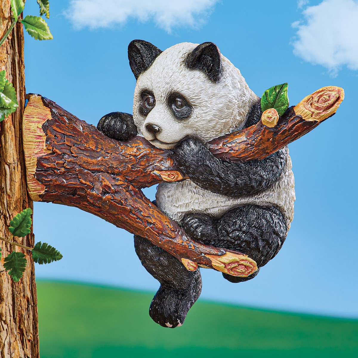 Hand-Painted Realistic Panda Tree Hanger Garden Figurine | Collections Etc.