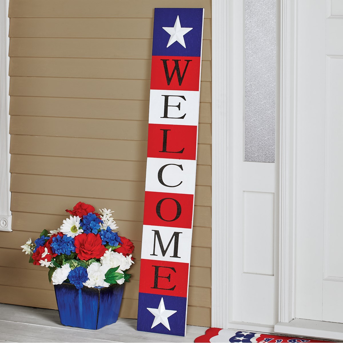 Standing Vertical Wooden Patriotic Welcome Sign | Collections Etc.
