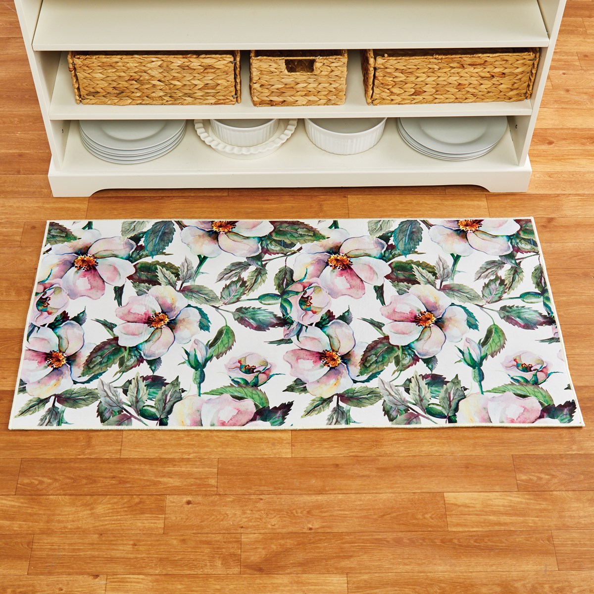 Slip-Resistant Printed Magnolia Blooms Accent Rug | Collections Etc.