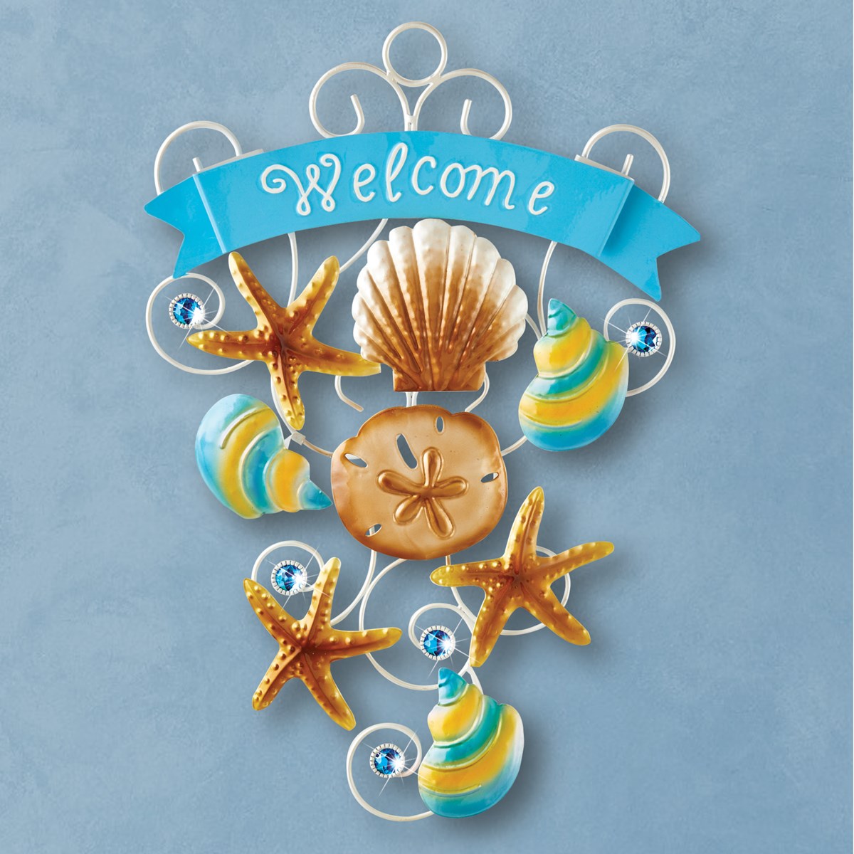 Coastal Welcome Banner Seashell Wall Decor | Collections Etc.