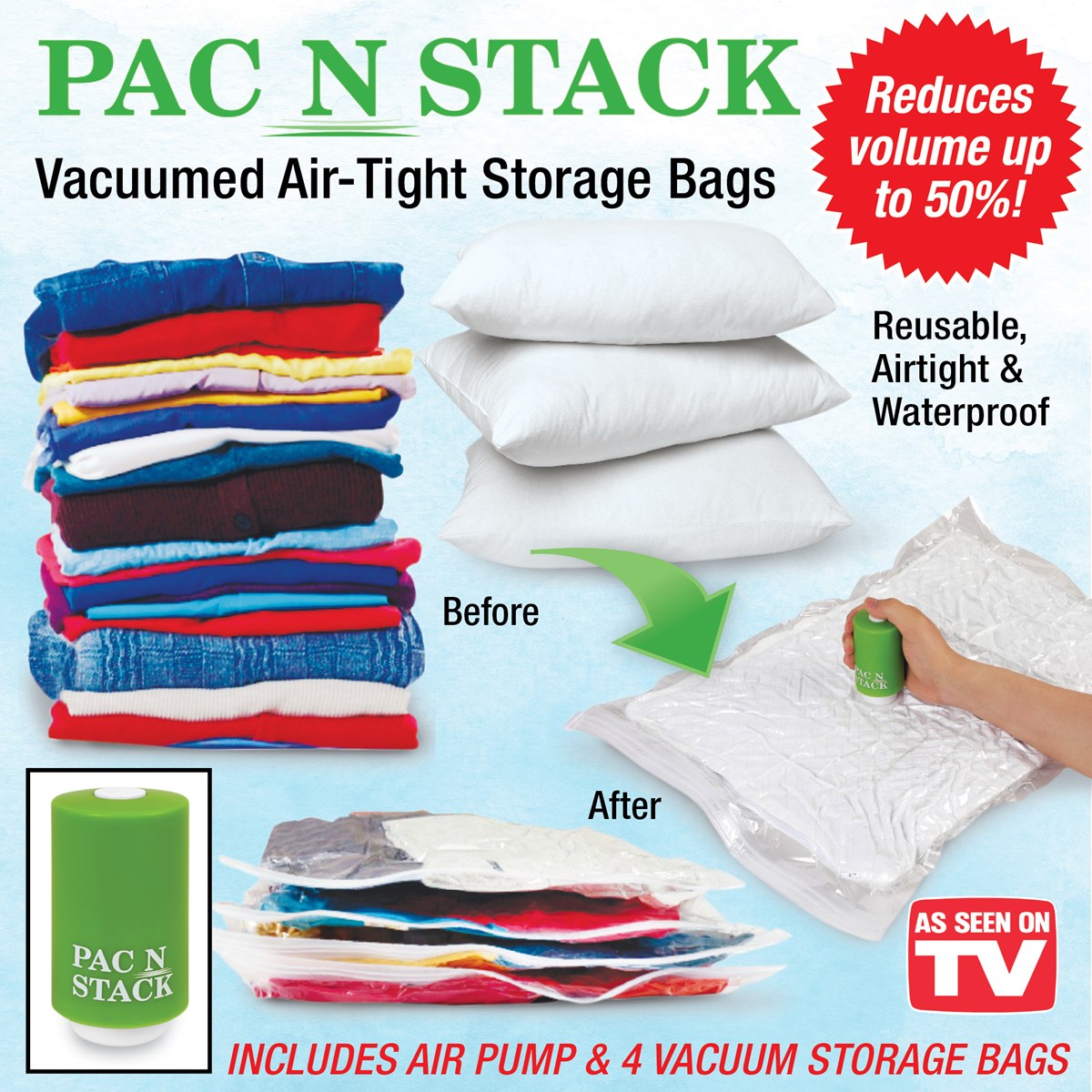 Pac N Stack Vacuum Clothing Storage Bags | Collections Etc.