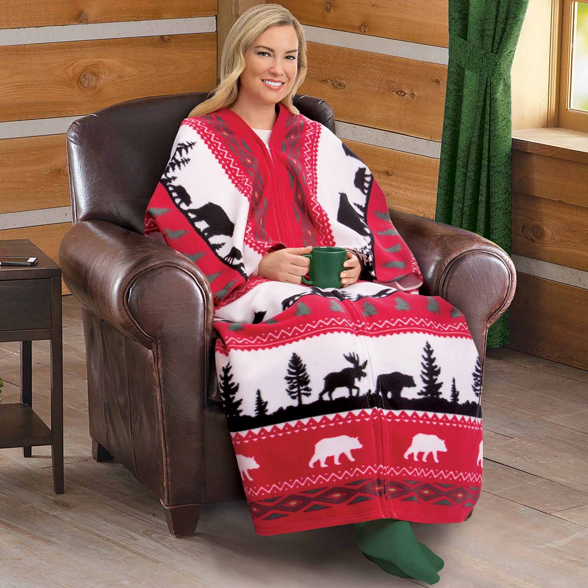 Woodland Themed Soft Fleece Zip-Up Cuddle Wrap | Collections Etc.