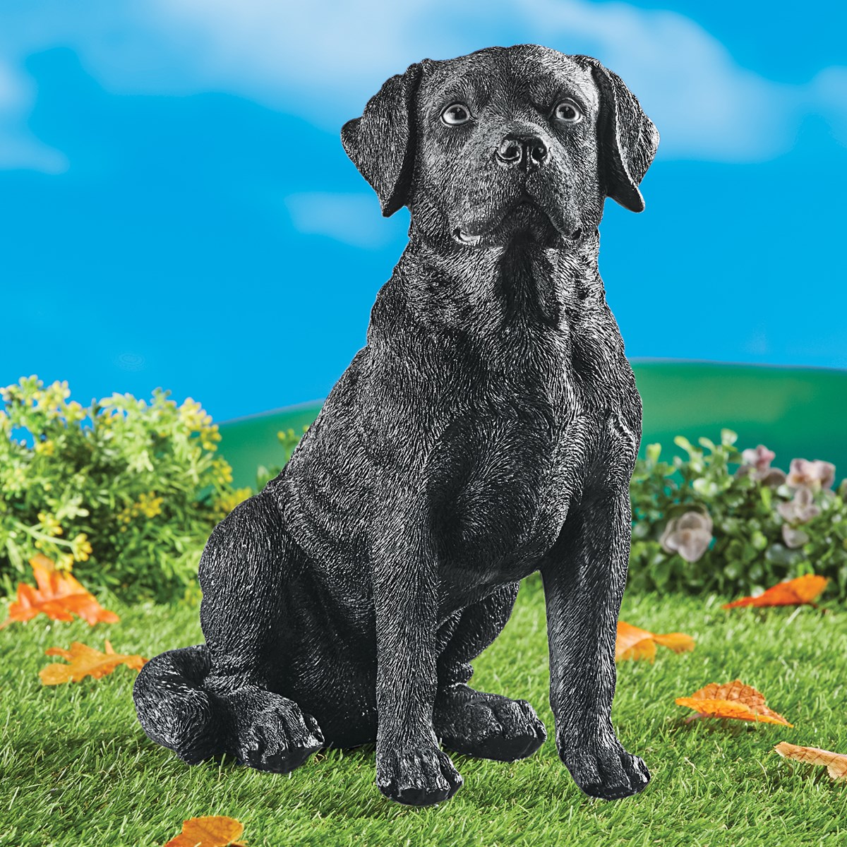 Hand Painted Black Labrador Retriever Lawn Ornament | Collections Etc.
