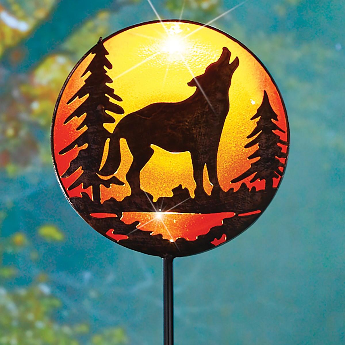 Solar Powered Howling Wolf Silhouette Garden Stake | Collections Etc.