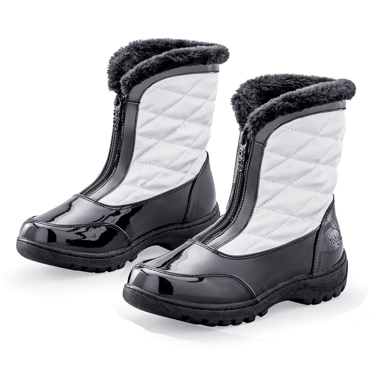 Totes Front Zip Non-Slip Waterproof Quilted Boots | Collections Etc.