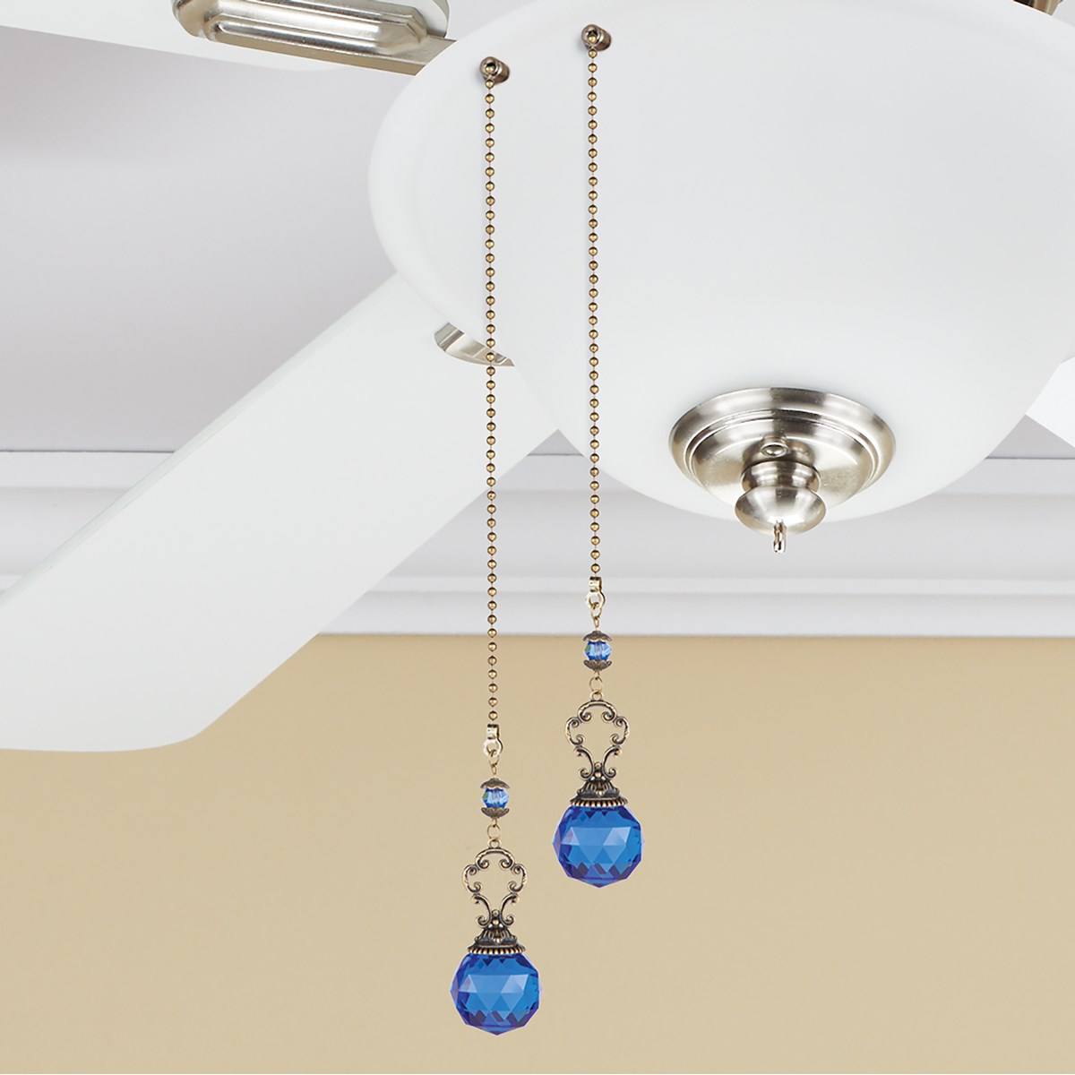 Vintage Style Gold Finish Jeweled Chain Fan Pulls - Set of 2 ...