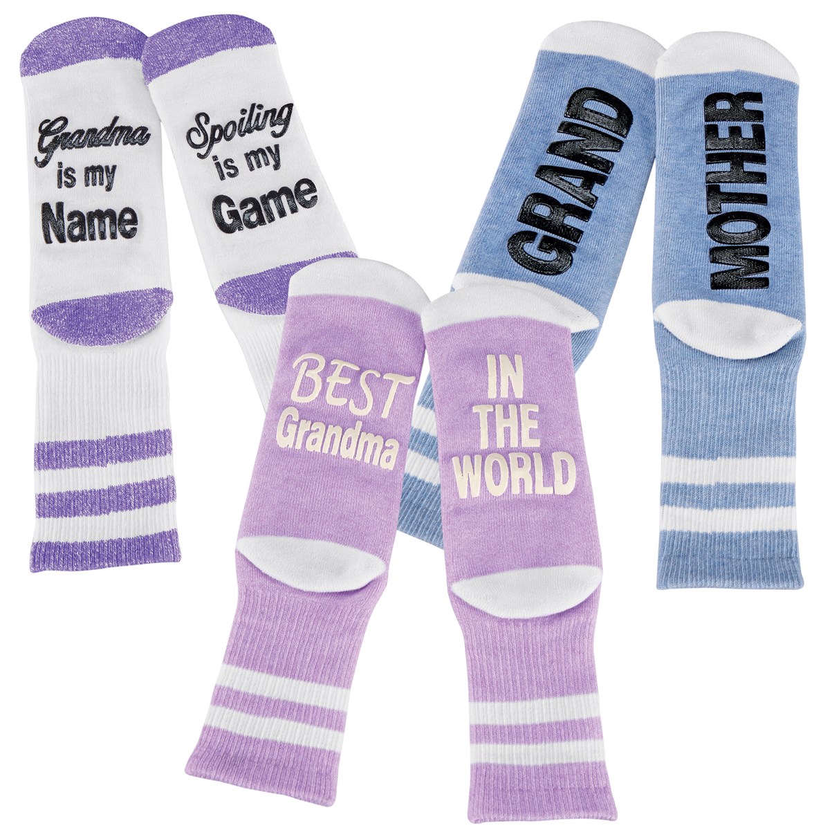 Fun and Cozy Non Slip Grandma Slipper Socks 3-Pack | Collections Etc.