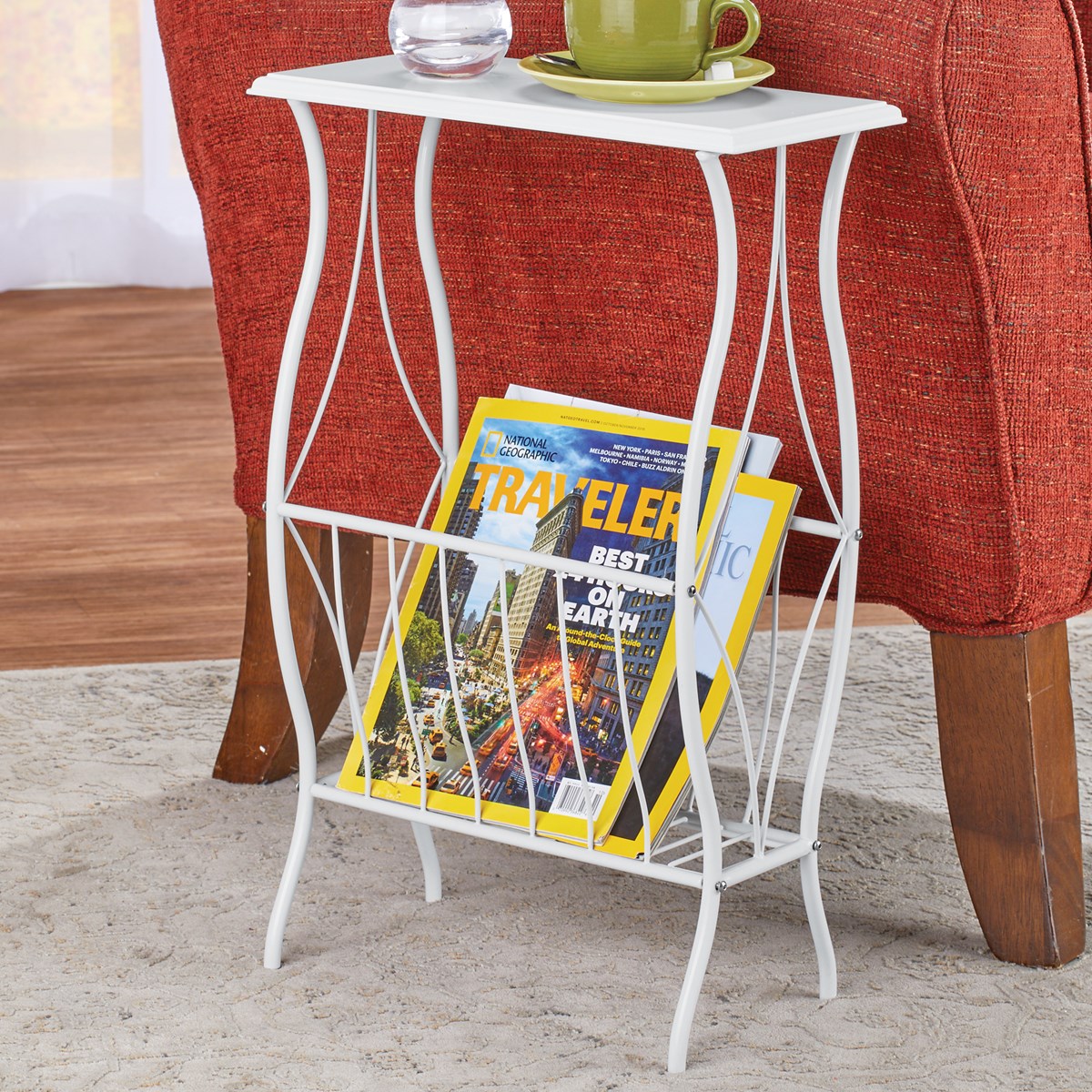 Side Table W Magazine Holder | Collections Etc.