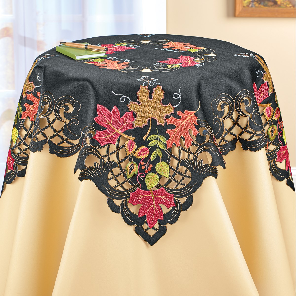 Fall Burlap Leaf Table Topper | Collections Etc.