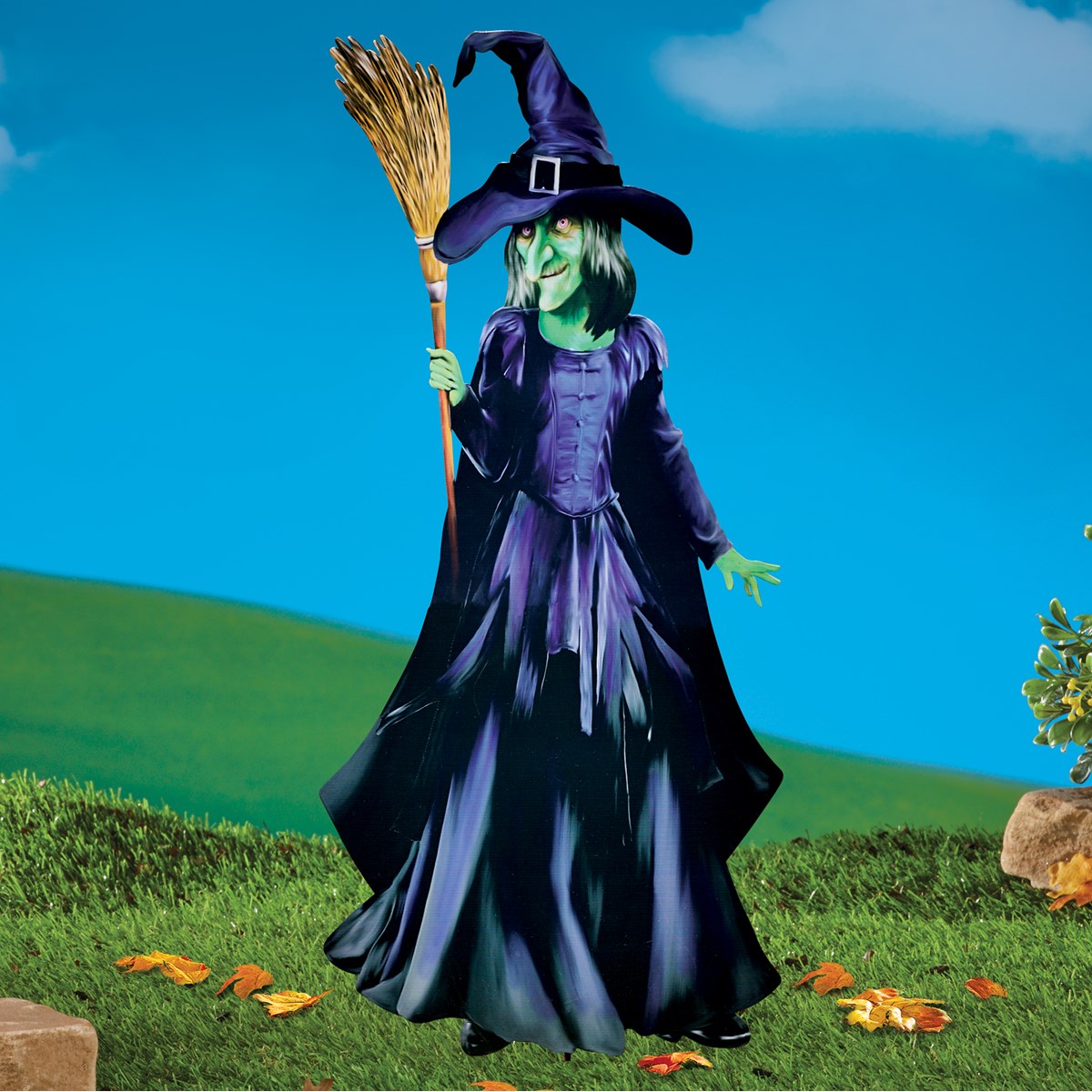 Realistic Evil Green Witch Metal Garden Stake | Collections Etc.