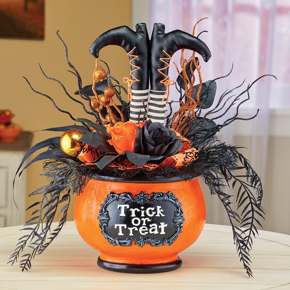 Trick Or Treat Pumpkin Cauldron Halloween Centerpiece Collections Etc