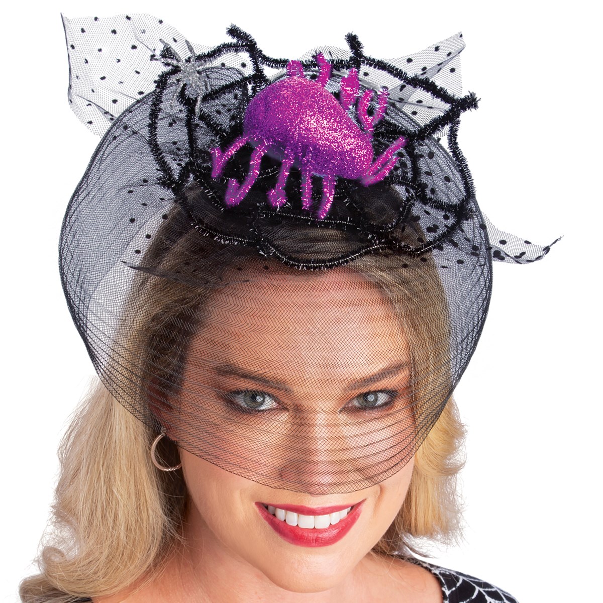 Festive Purple and White Spiders Web Headband | Collections Etc.