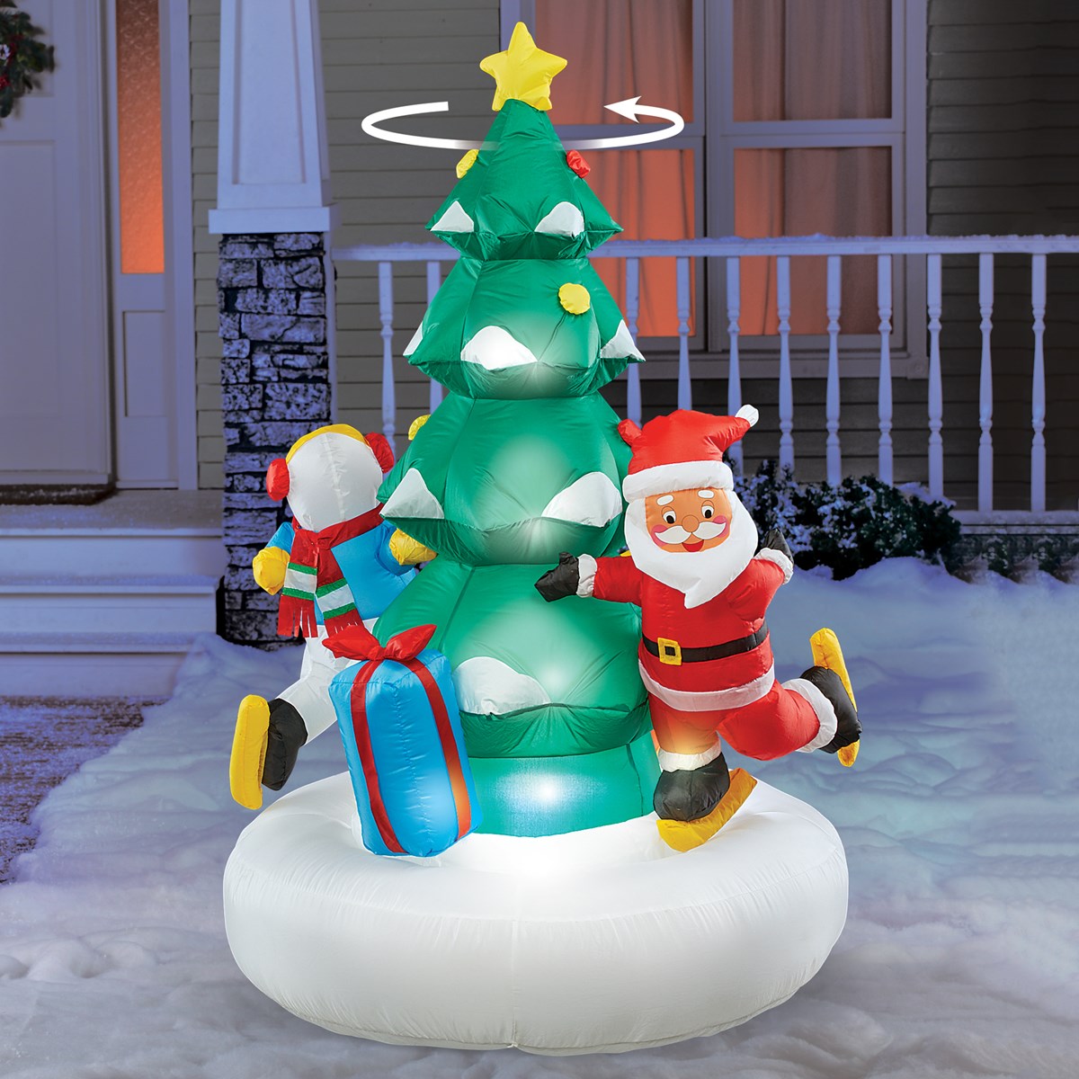 5-Foot Rotating Inflatable Christmas Holiday Lawn Décor | Collections Etc.