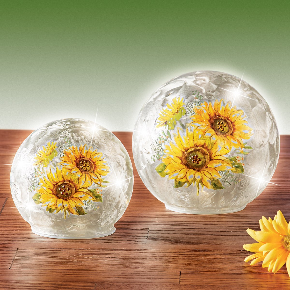 Led Lighted Sunflowers Crackled Glass Balls Collections Etc