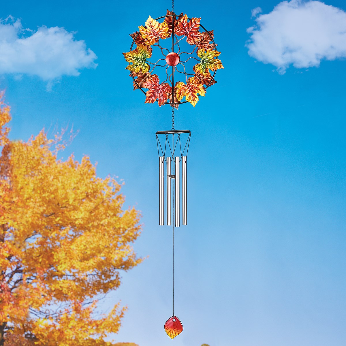 Dangling Spinning Autumn Leaves Garden Wind Chime | Collections Etc.
